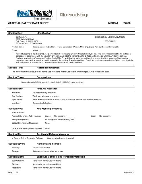 MATERIAL SAFETY DATA SHEET MSDS # 27000 - E-Way.ca