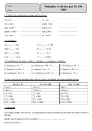 Multiplier et diviser par 10, 100 , 1000 Exercices ... - Pass Education