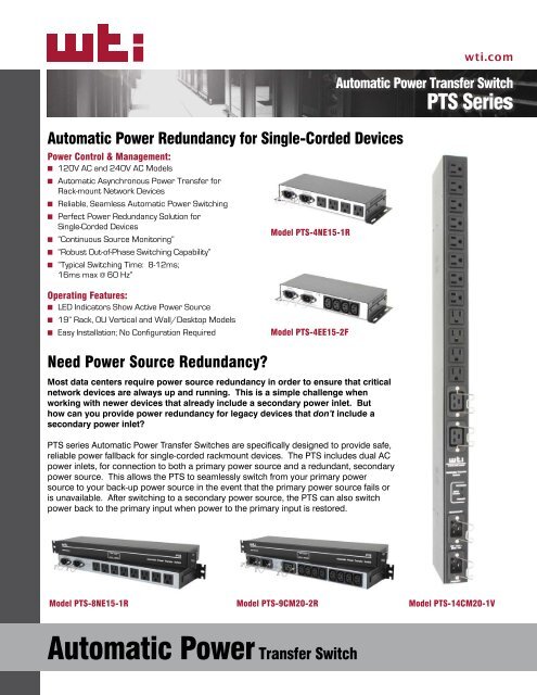 Automatic Power Transfer Switches - WTI