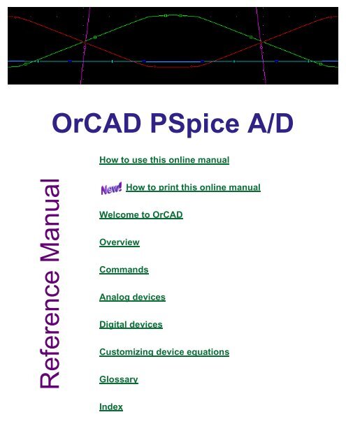 Orcad PSPICE Reference Manual - Electronics Lab