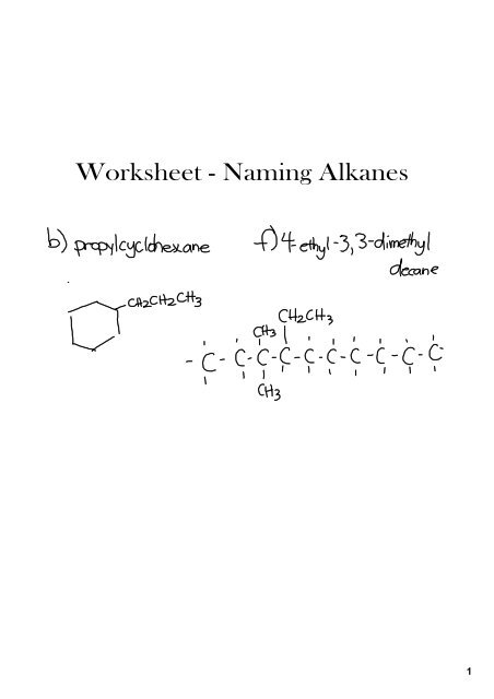 Naming Alkanes Worksheet 2