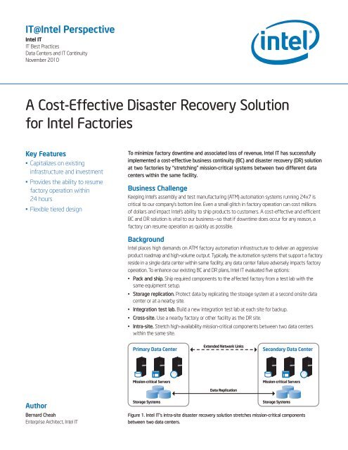 A Cost-Effective Disaster Recovery Solution for Intel Factories Best ...