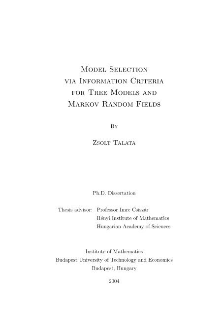 Model Selection via Information Criteria for Tree Models and Markov ...