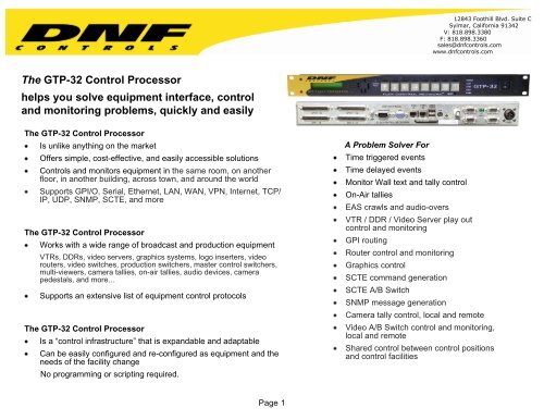Introduction To The GTP-32 Control Processor - DNF Controls