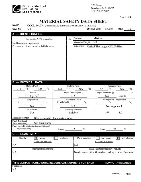 MATERIAL SAFETY DATA SHEET - P&G Product Safety