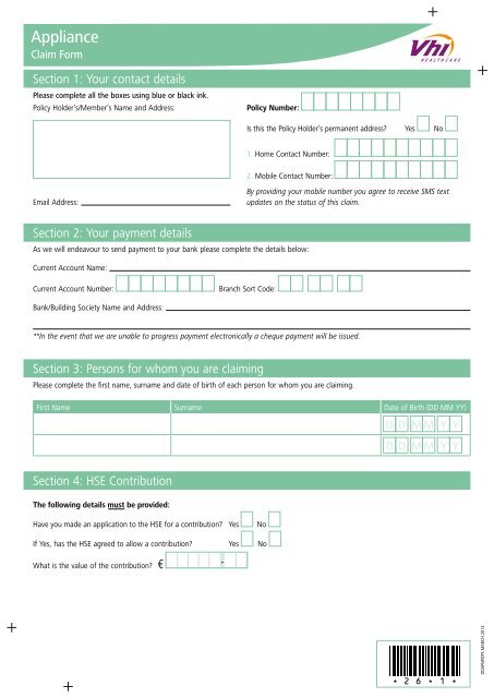 Appliance Claim Form - Vhi