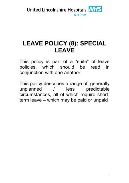 leave policy (8): special leave - United Lincolnshire Hospitals NHS ...