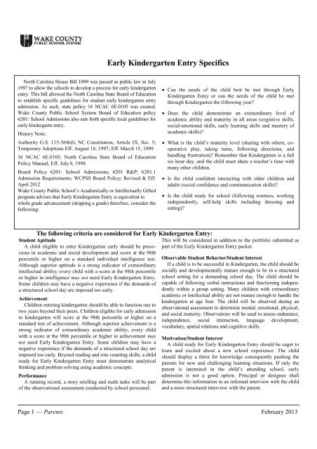Early Kindergarten Entry Specifics - Wake County Public School ...