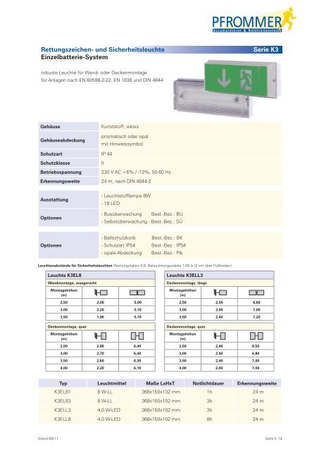 Rettungszeichen- und Sicherheitsleuchte ... - Pfrommer GmbH