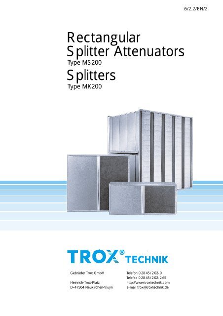 Rectangular Splitter Attenuators Splitters - TROX