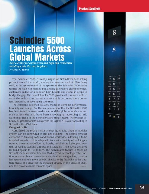 Schindler 5500 Launches Across Global Markets - Elevator World