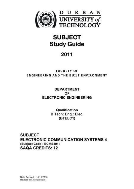 Electronic Communication Systems 4 - CS DUT