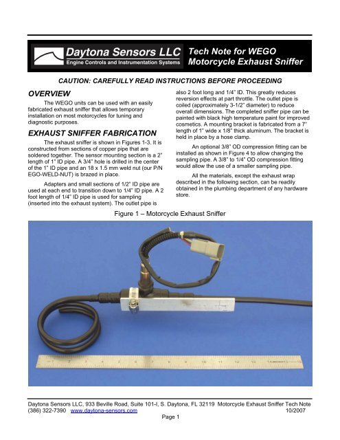 Motorcycle Exhaust Sniffer Tech Note - Daytona Twin Tec