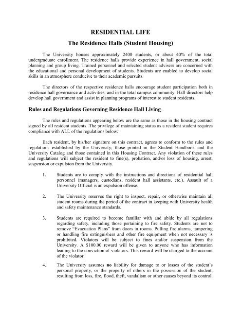 Residence Hall Rules - Infoupdate.org