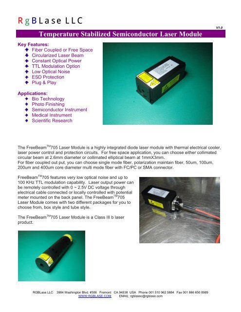 705 nm diode laser module - RGBLase