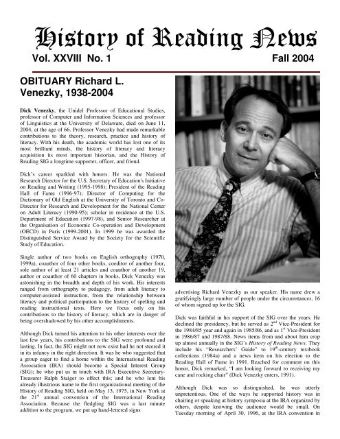 History of Reading News - History of Literacy Home