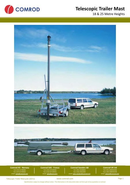 Telescopic Trailer Mast - Comrod