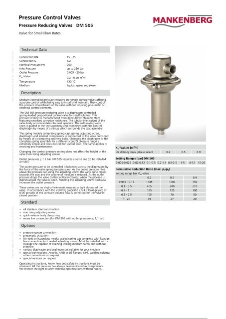 Pressure Control Valves - Mankenberg