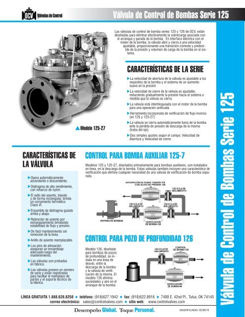 VÃ¡lvula de Control de Bombas Serie 125 - OCV Control Valves