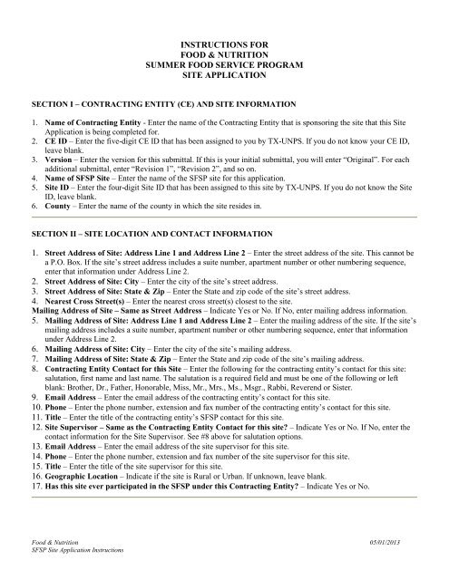 INSTRUCTIONS FOR - Square Meals