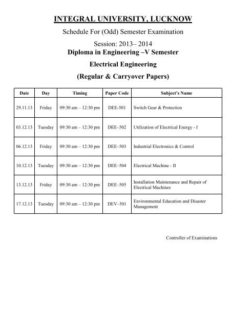 Diploma in Engineering - Integral University
