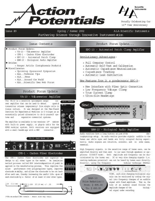 Action Potentials Issue #9 - ALA Scientific Instruments