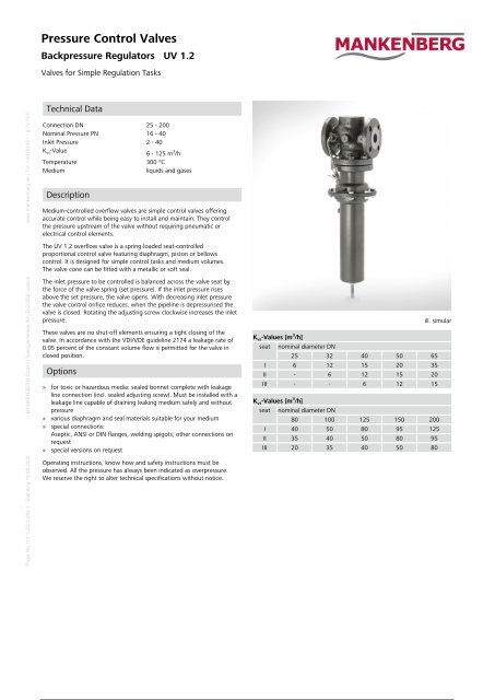 Pressure Control Valves - Mankenberg