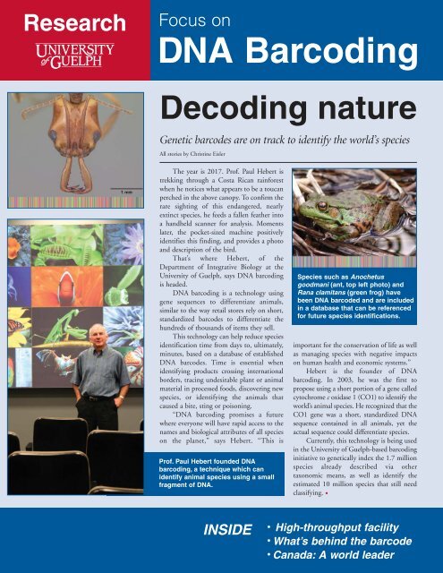 Focus On DNA Barcoding - University of Guelph