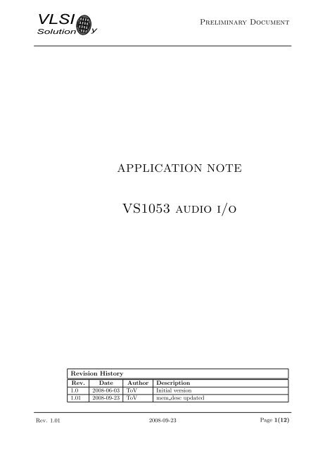 VS1053 audio i/o - VLSI Solution