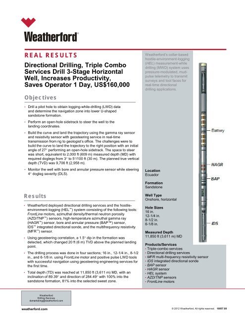 Directional Drilling, Triple Combo Services Drill 3-Stage Horizontal ...