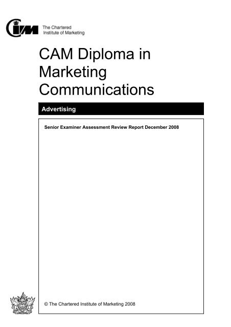 SENIOR EXAMINERS REPORT FOR - CIM Tutor Zone