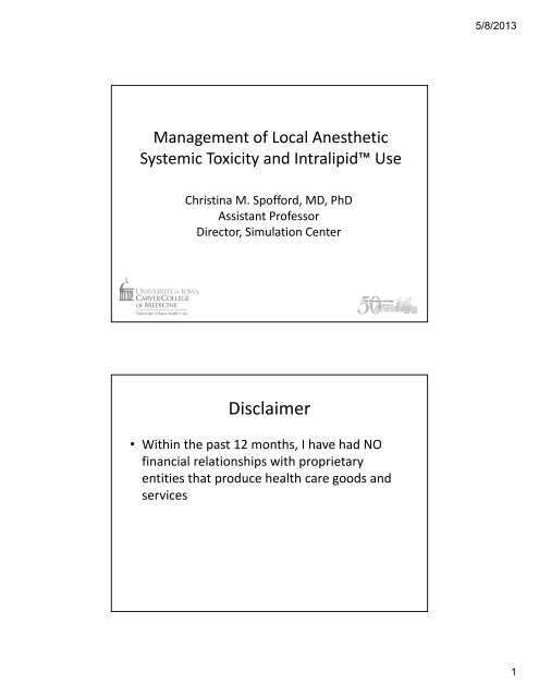 9. Management of Local Anesthetic Systemic Toxicity and Intralipid