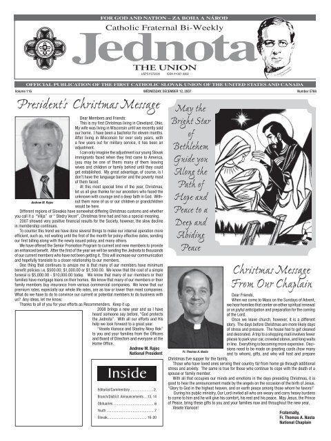 121207_JED.indd - First Catholic Slovak Union