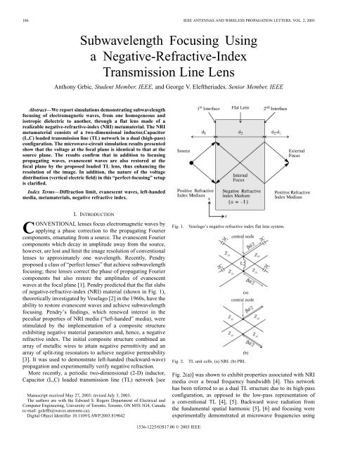 Subwavelength focusing using a negative-refractive-index ...