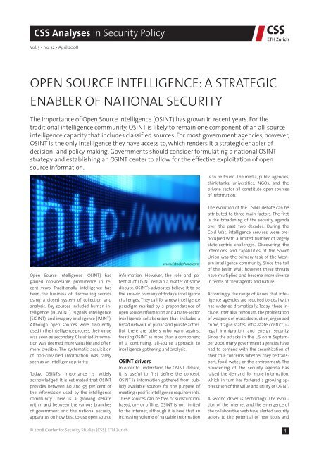 Open Source Intelligence - Center for Security Studies (CSS)