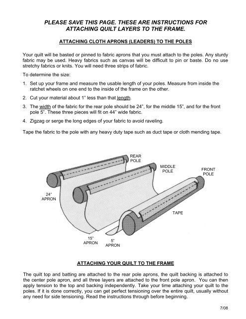Attaching aprons and quilt to Hand Frames - Hinterberg Design