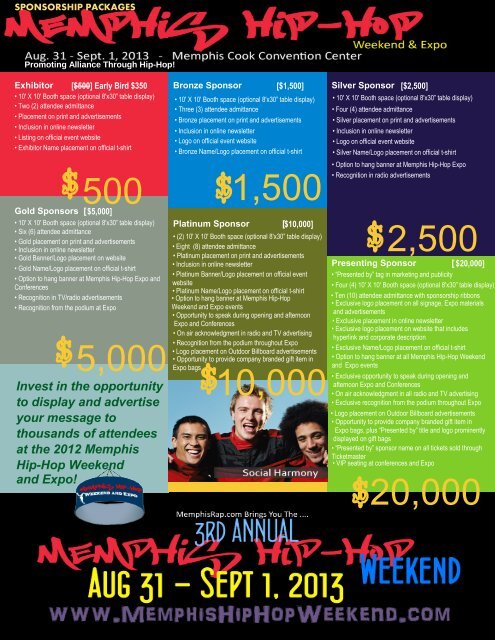 Memphis Hip-Hop Weekend & Expo Sponsorship Packages
