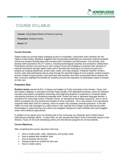 COURSE SYLLABUS