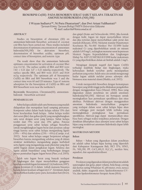 Biosorpsi pada Biosorben Serat Sabut Kelapa Teraktivasi ...