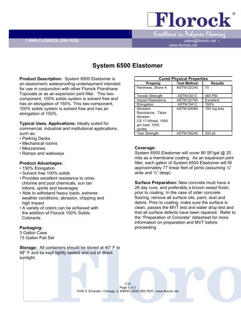 System 6500 Elastomer - Florock Polymer Flooring