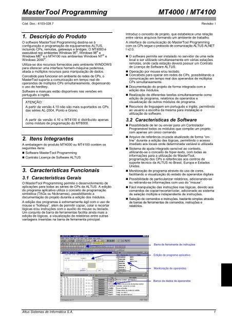 MasterTool Programming MT4000 / MT4100 - Altus