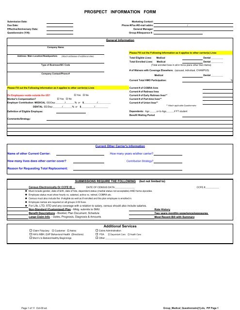 PROSPECT INFORMATION FORM