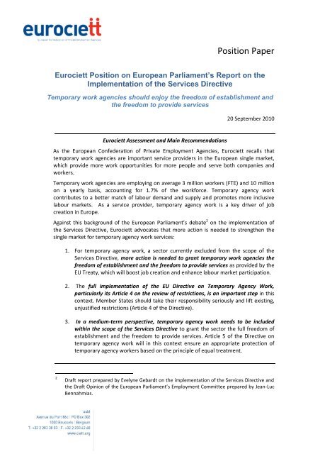 Position Paper - Eurociett