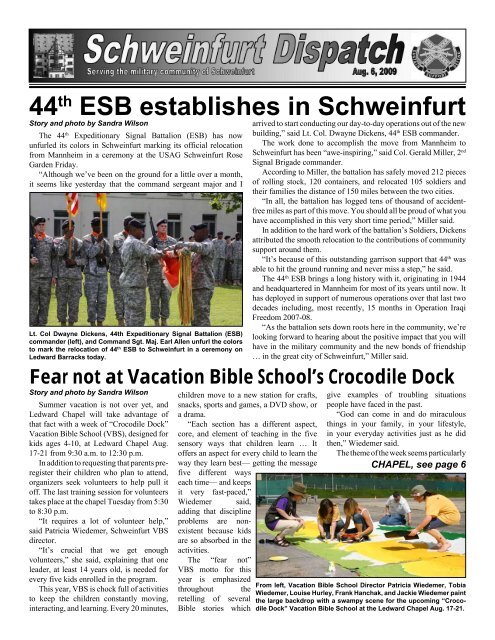 44th ESB establishes in Schweinfurt - U.S. Army