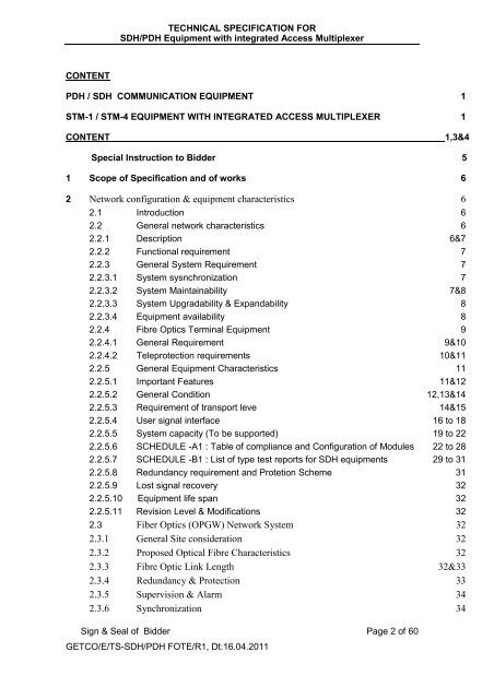 TECHNICAL SPECIFICATION F