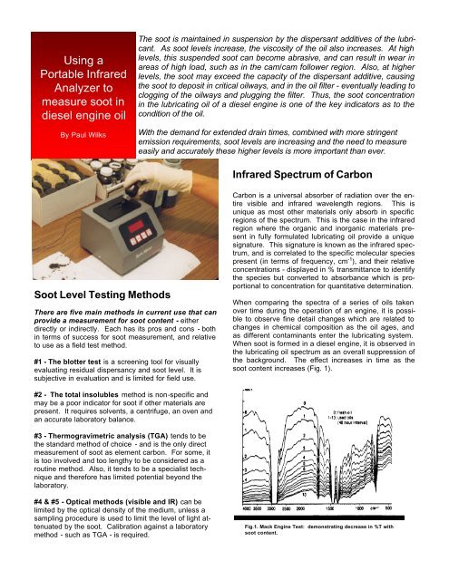 Using a Portable Infrared Analyzer to measure soot in diesel engine oil