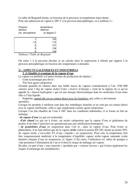 La table de Regnault donn