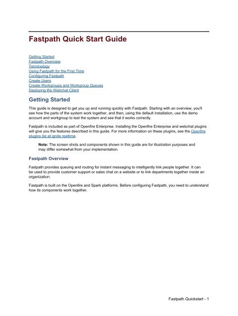 Fastpath Quick Start Guide