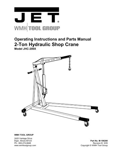 2-Ton Hydraulic Shop Crane - JET Tools