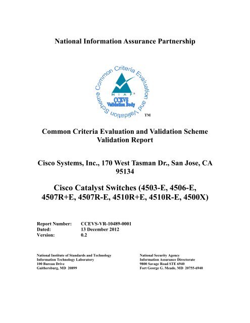 Validation Report for Cisco - Common Criteria